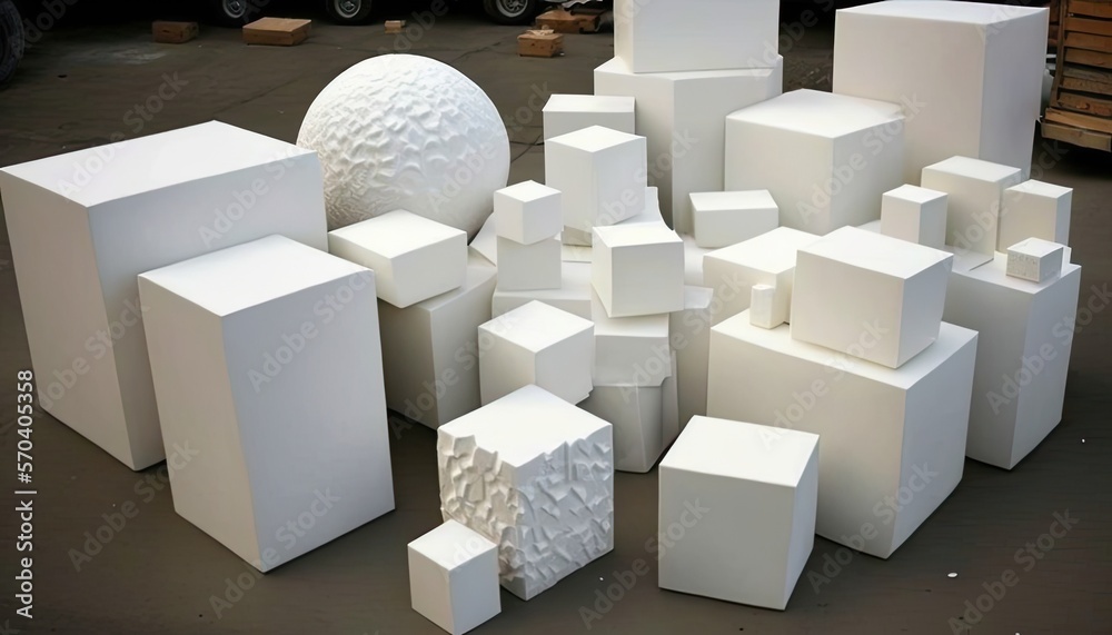 Different sized shapes of white styrofoam generative ai Stock ...