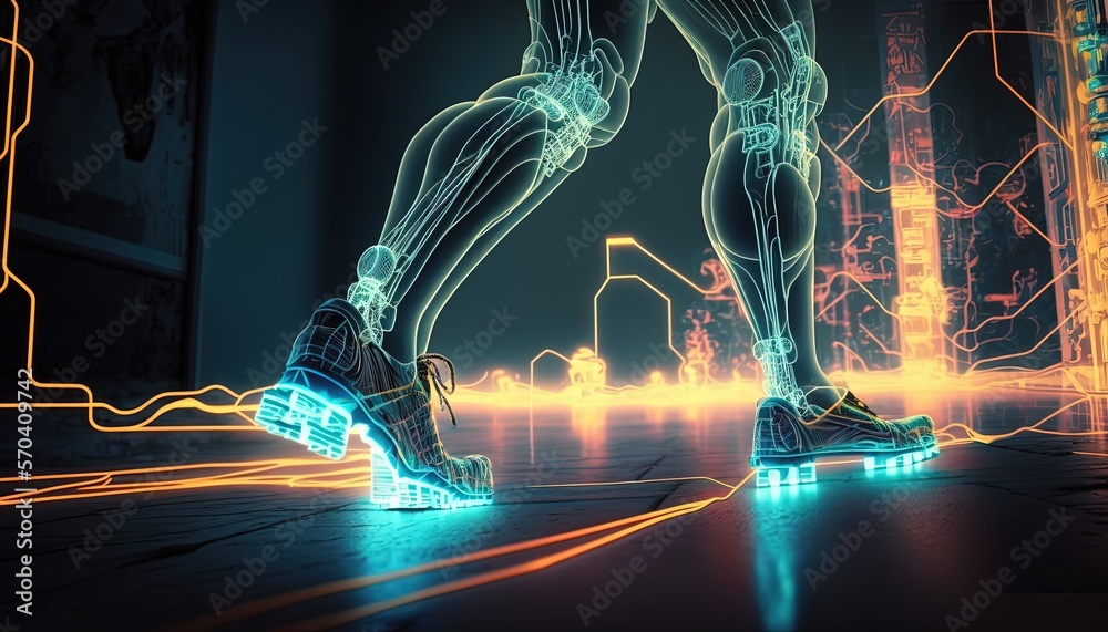 walking feet on light way, idea for Digital Footprint and Digital trace ...