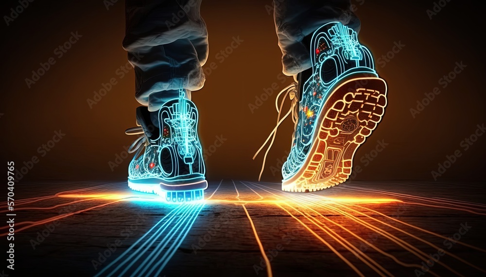 walking feet on light way, idea for Digital Footprint and Digital trace ...