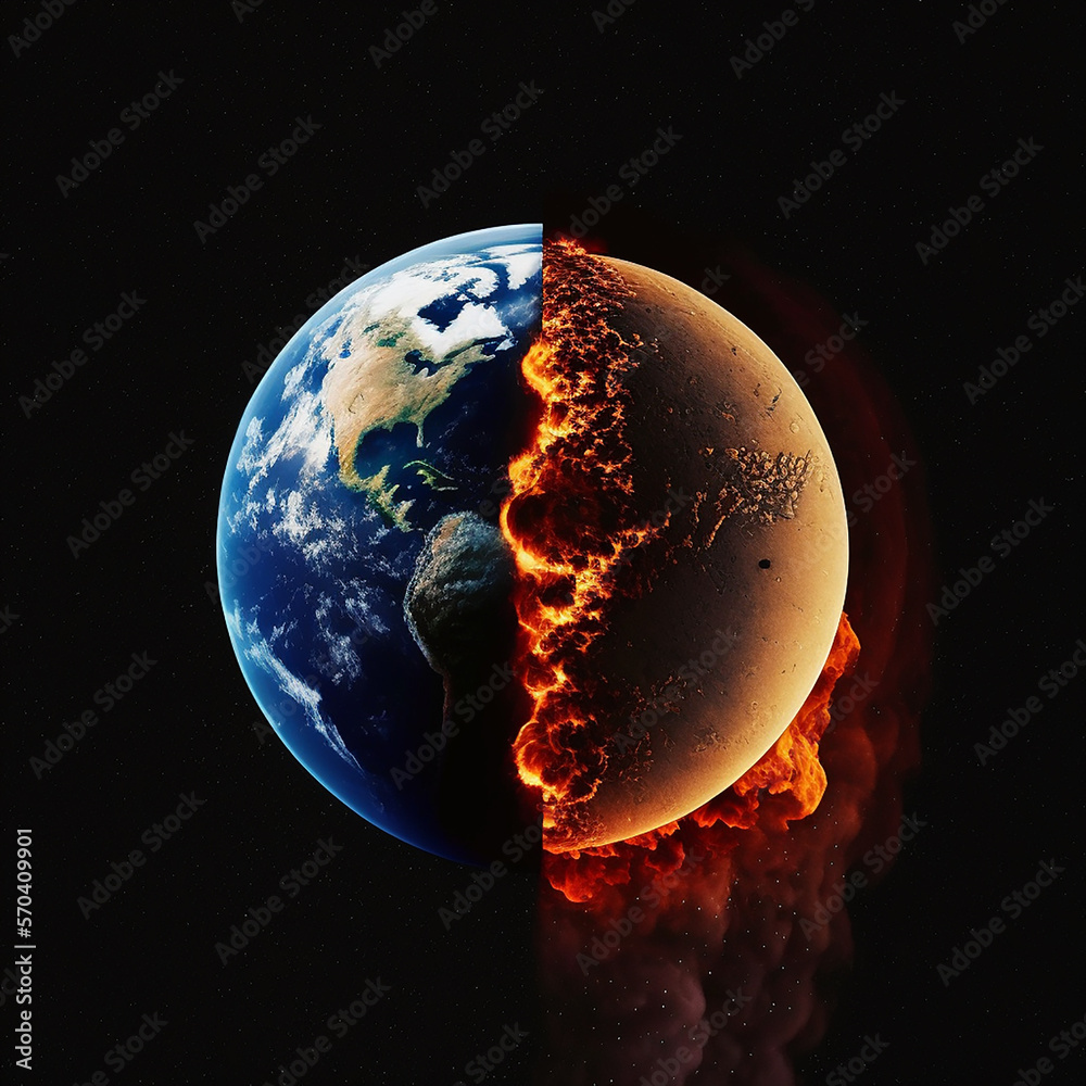 Show the death of the planet Earth as it turns into Mars, show the ...