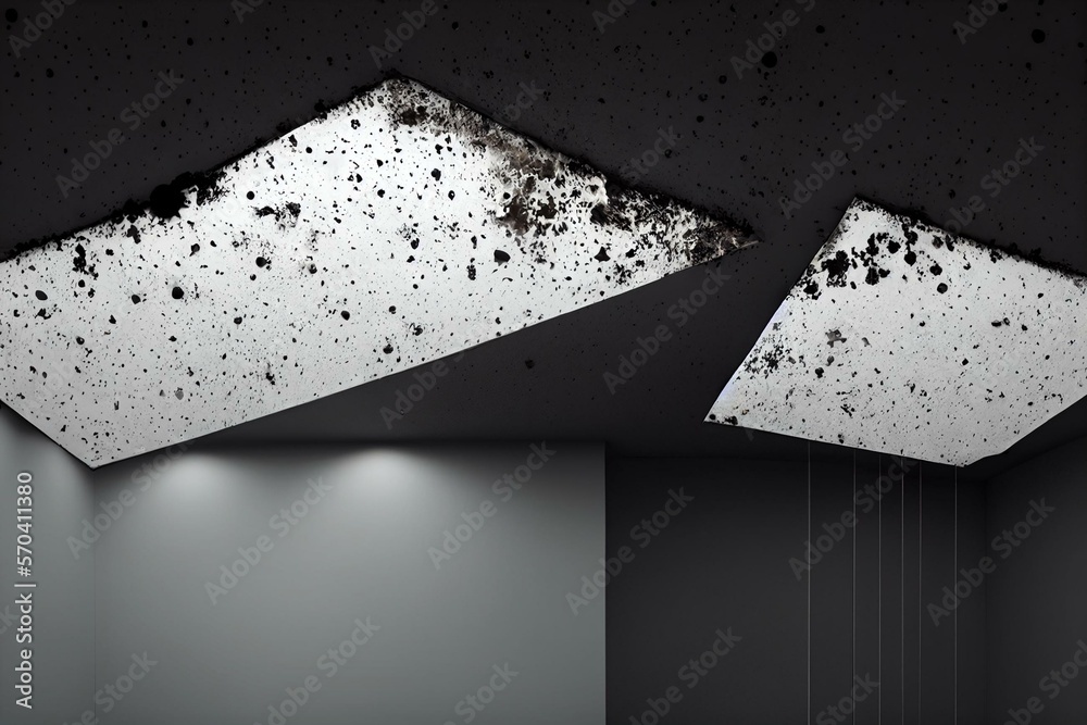 Black mold and mildew spots on the ceiling or wall due to poor air ...