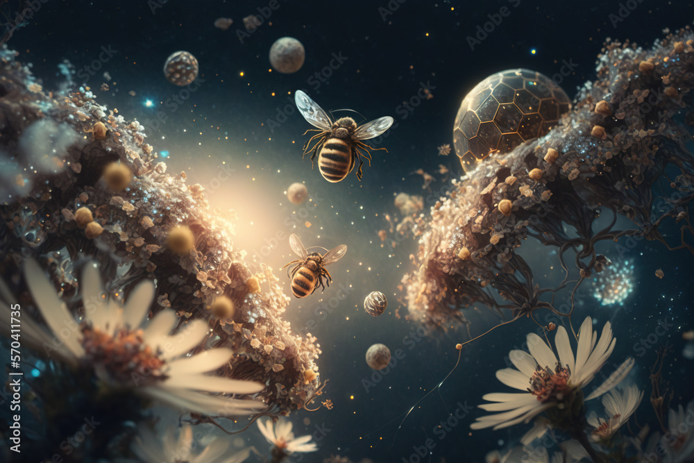 Bees flying through the cosmos - Cosmic Animals Series - Cosmic Bees ...