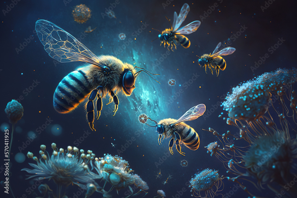 Bees flying through the cosmos - Cosmic Animals Series - Cosmic Bees ...