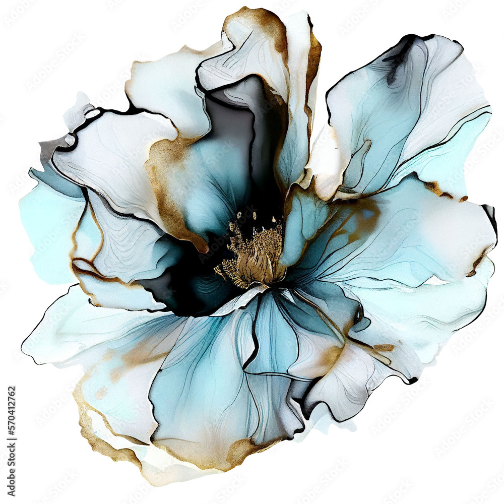 Abstract blue flower, delicate botanical floral background. Transparent ...