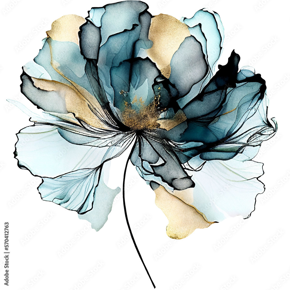 Abstract blue flower, delicate botanical floral background. Transparent ...