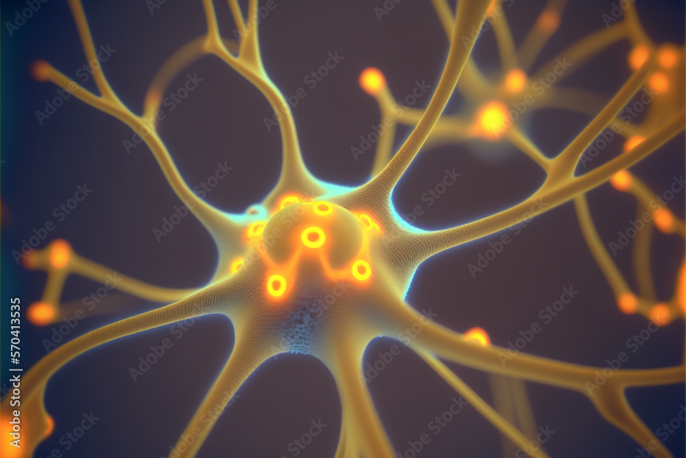 Brain neuron. Created with generative Ai technology Stock Illustration ...