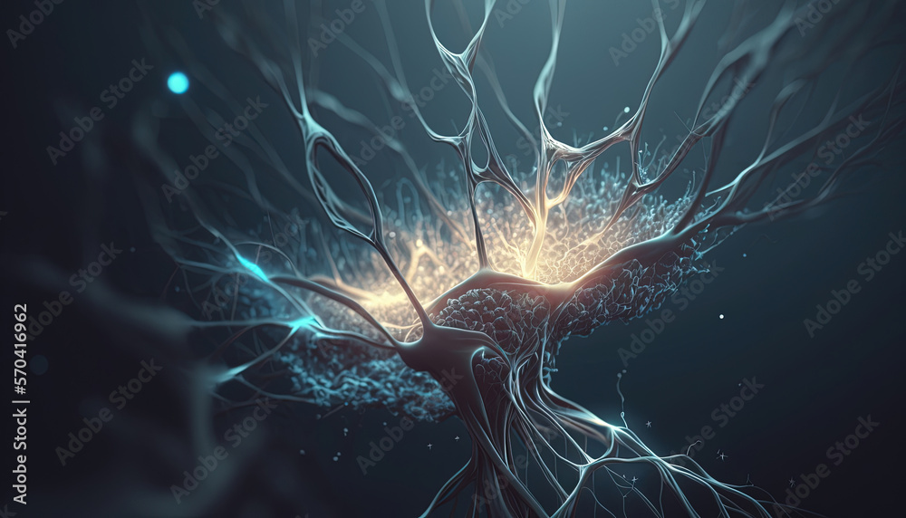 ภาพประกอบสต็อก Generative AI, Conceptual illustration of neuron cells ...