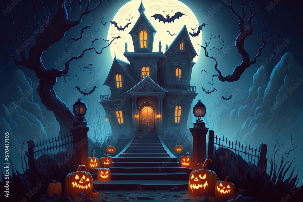 Creepy two-story home with a basement Decorations for Halloween ...