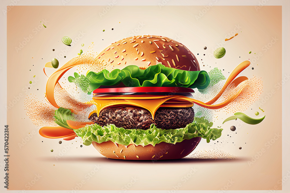 Burger poster for menu restaurant. Burger design style promotional fast ...