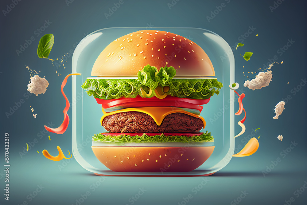 Burger poster for menu restaurant. Burger design style promotional fast ...