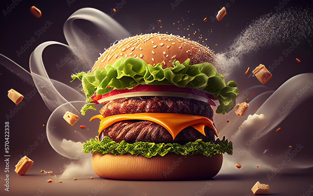 Burger poster for menu restaurant. Burger design style promotional fast ...