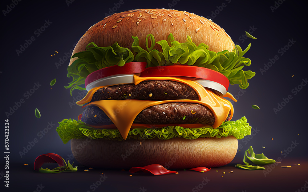 Burger poster for menu restaurant. Burger design style promotional fast ...