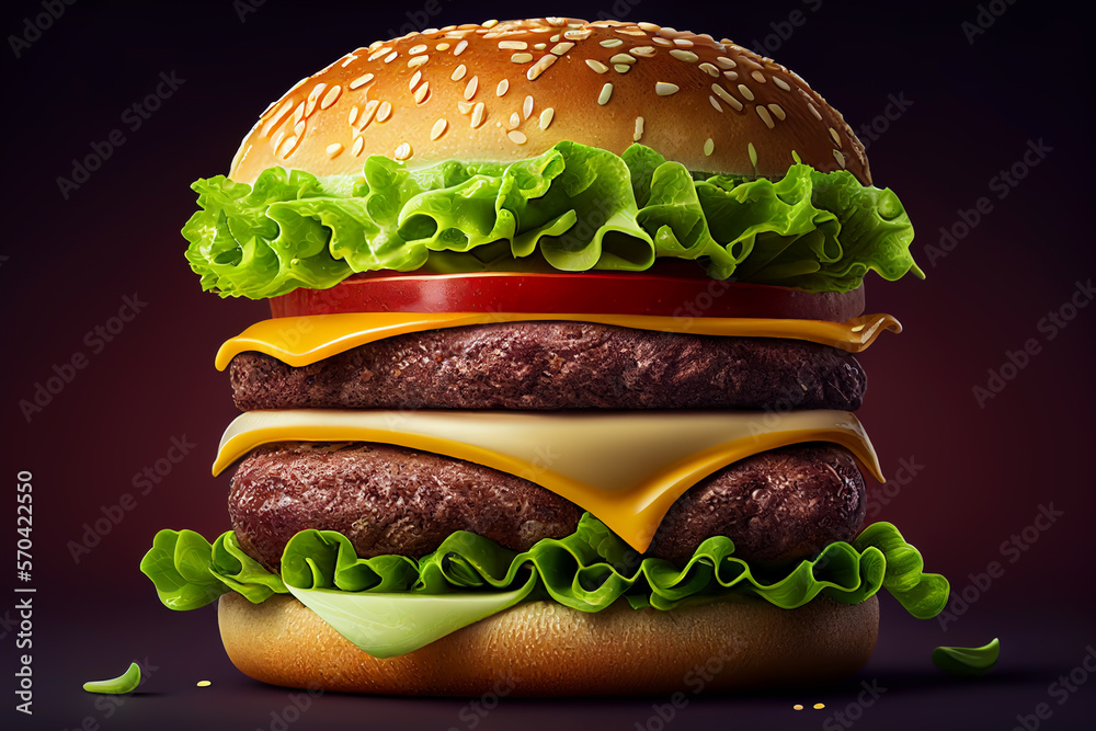 Burger poster for menu restaurant. Burger design style promotional fast ...