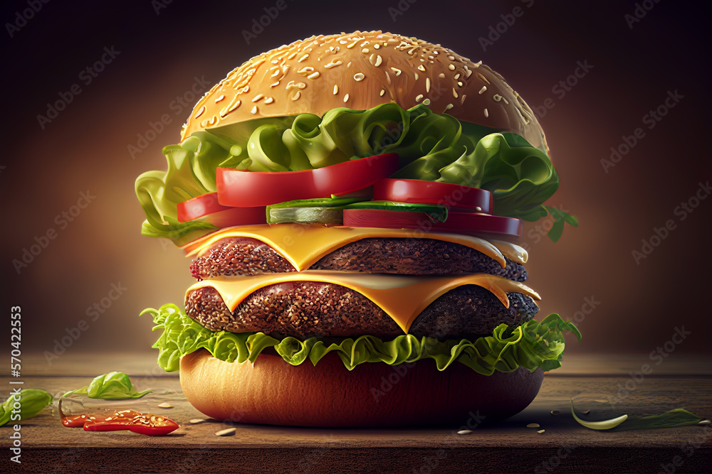 Burger poster for menu restaurant. Burger design style promotional fast ...