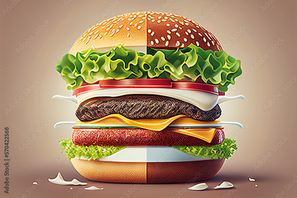 Burger poster for menu restaurant. Burger design style promotional fast ...