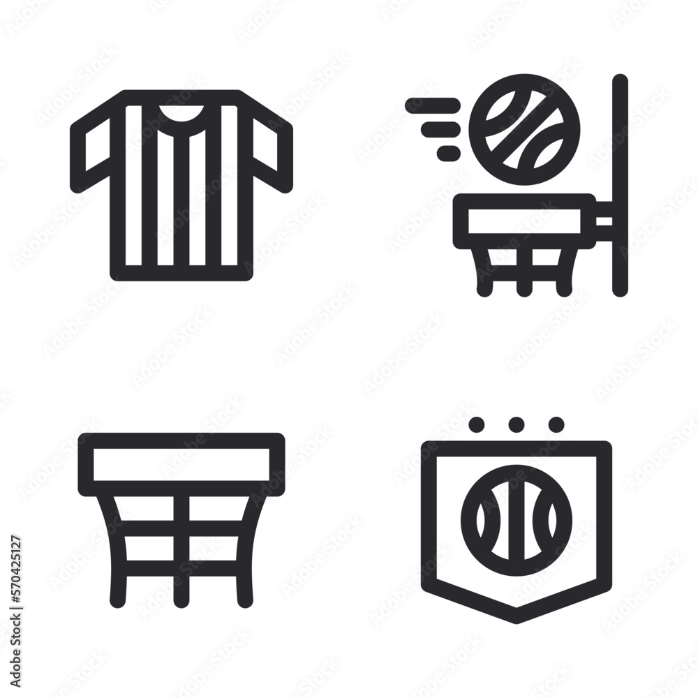Basketball icons set = referee jersey, shoot, ring, badge. Perfect for ...