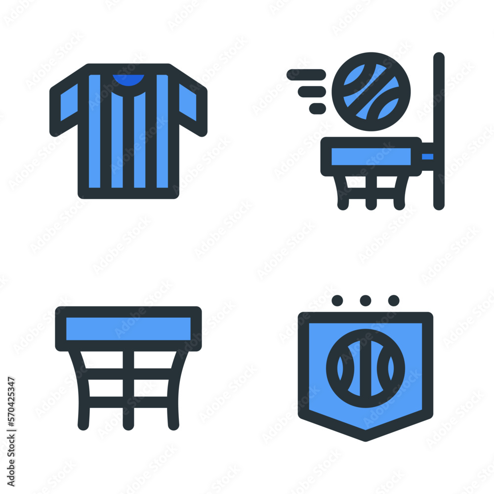 Basketball icons set = referee jersey, shoot, ring, badge. Perfect for ...