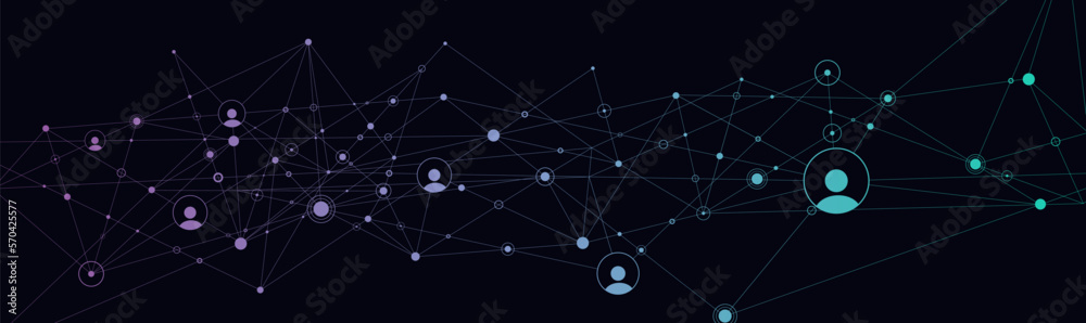 Network background. Connections with points, lines, and people icons ...