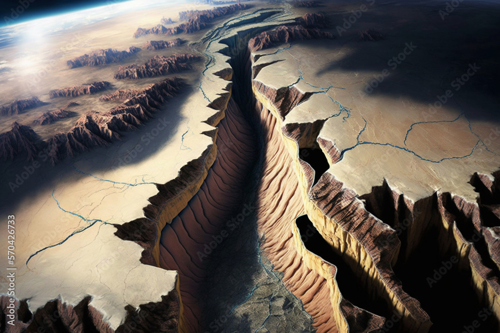 tectonic fault, created by a neural network, Generative AI technology ...