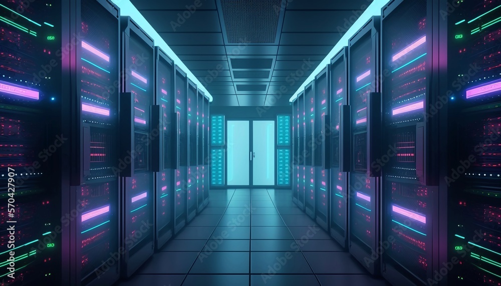 High tech main engines corridor with rays of light and new highlights ...