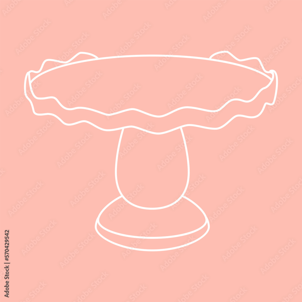 Cartoon birthday glass empty cake stand on pink background. Colorful ...