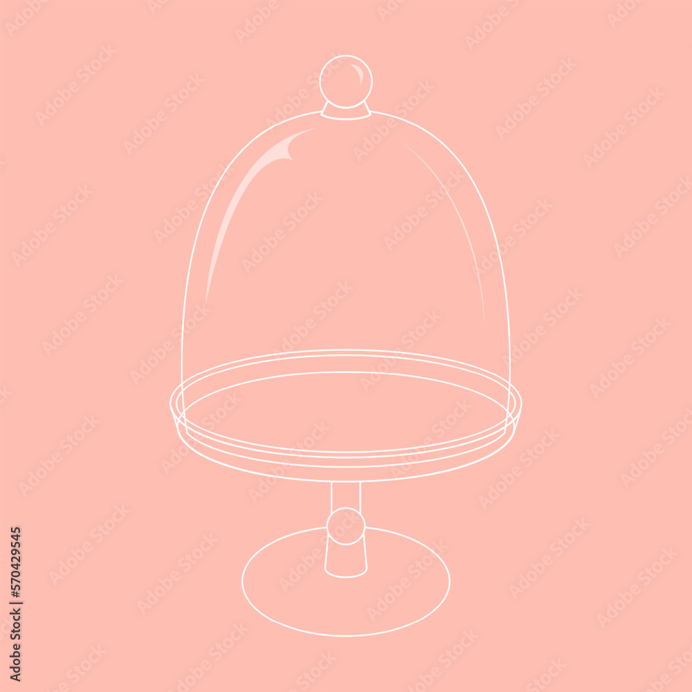 Cartoon birthday glass empty cake stand on pink background. Colorful ...