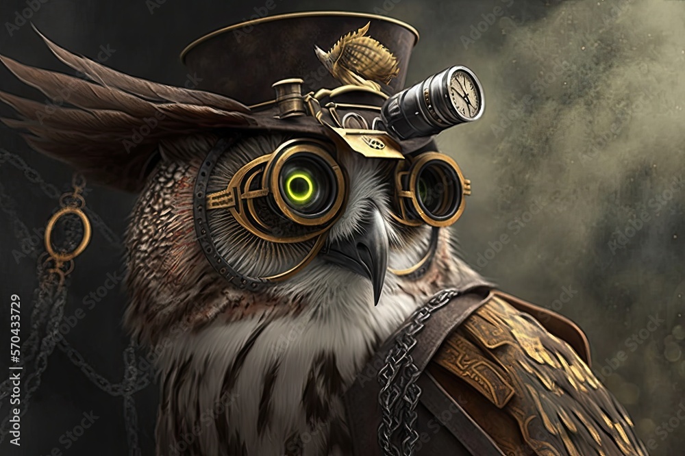 steampunk owl, ai Stock Illustration | Adobe Stock