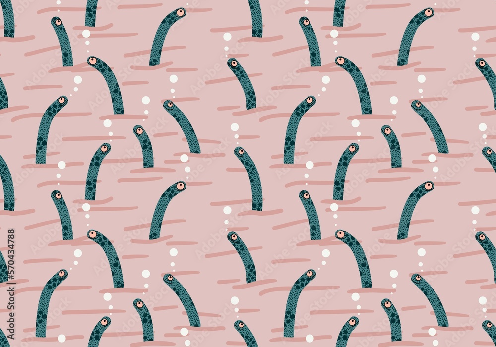 Cartoon sea ocean animals seamless spotted eel pattern for wrapping ...