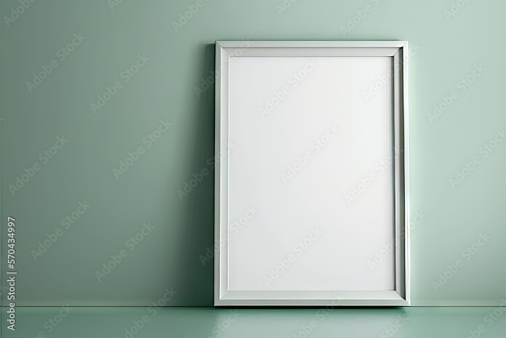 Un cadre photo simple maquette minimaliste sur un mur vide. Idéal pour ...