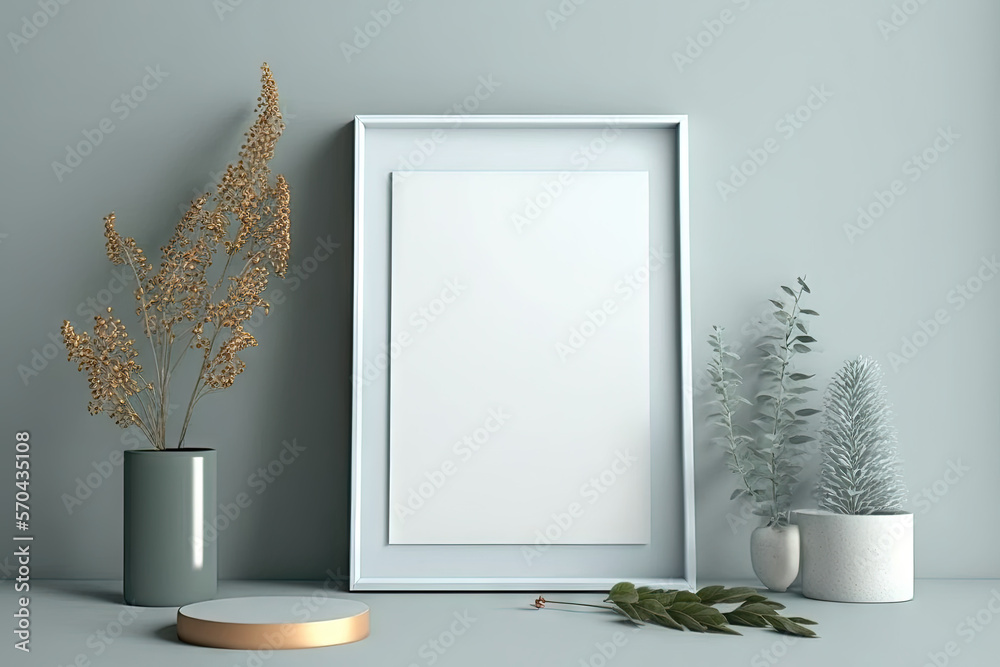 Un cadre photo simple maquette minimaliste sur un mur vide. Idéal pour ...