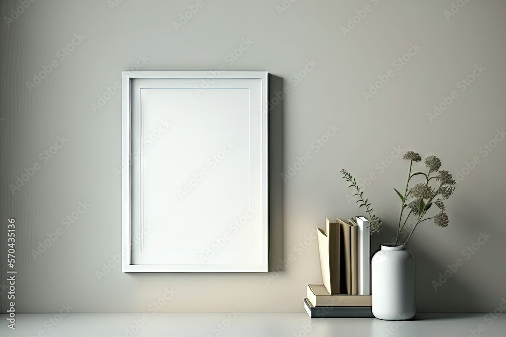 Un cadre photo simple maquette minimaliste sur un mur vide. Idéal pour ...