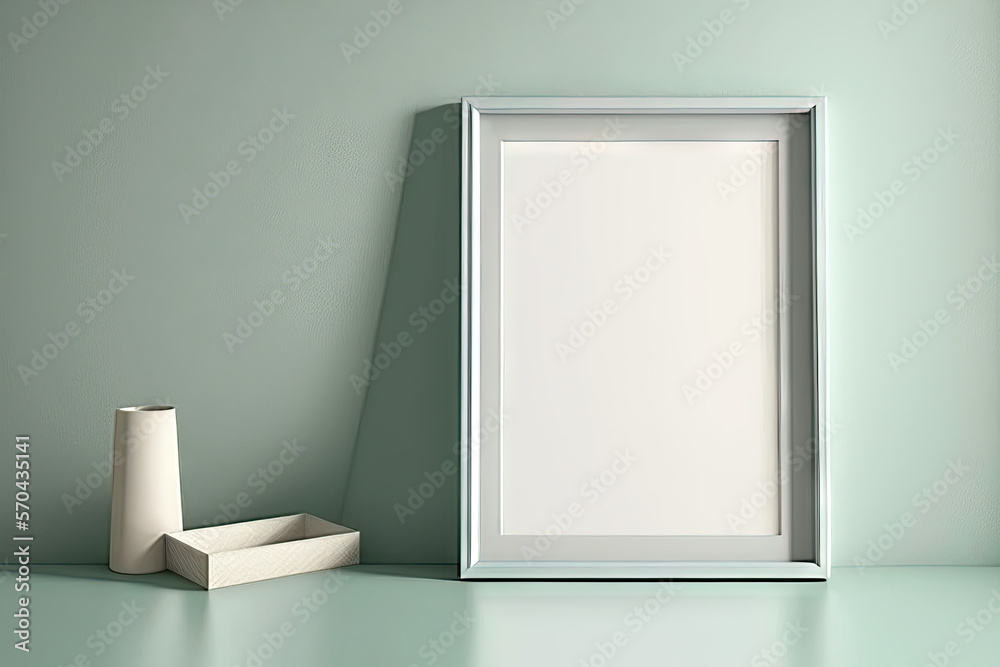 Un cadre photo simple maquette minimaliste sur un mur vide. Idéal pour ...