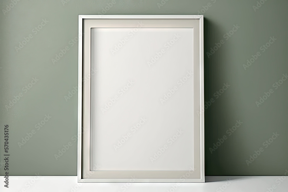 Un cadre photo simple maquette minimaliste sur un mur vide. Idéal pour ...