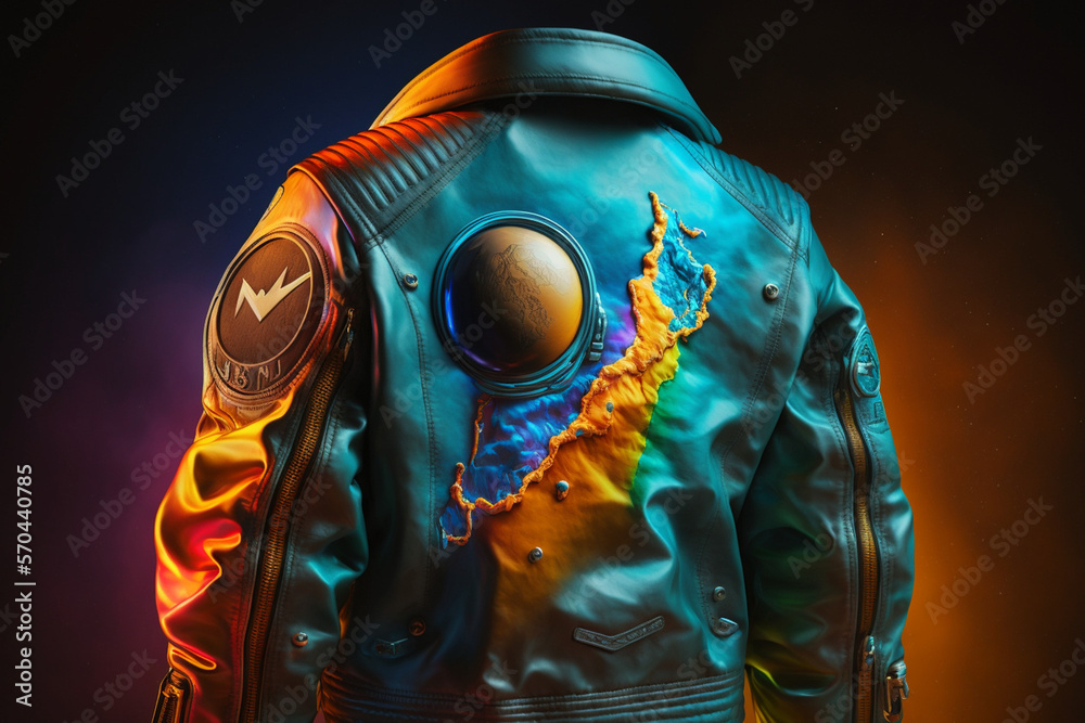 Futuristic leather jacket isolated fashion design concept with space ...