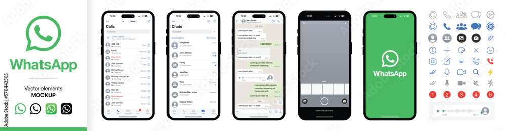 Vetor de WhatsApp mockup. Set WhatsApp screen social media and social ...