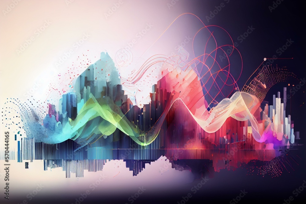 Abstract Visualisation Of Data And Technology 3d Illustration In A Watercolor Style Ai