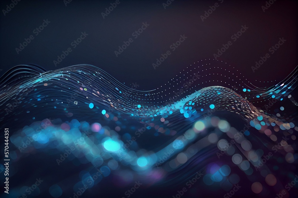 Tech digital wave background concept. Motion of waving dots. glowing ...
