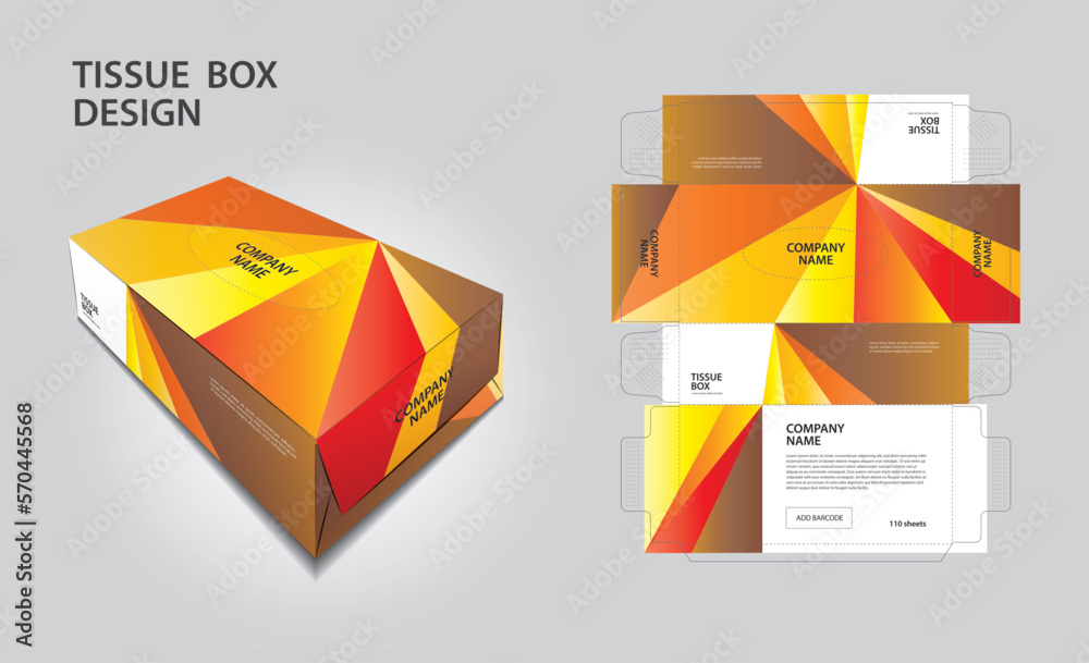 Tissue box packaging design on polygon background, box mockup, 3d box ...