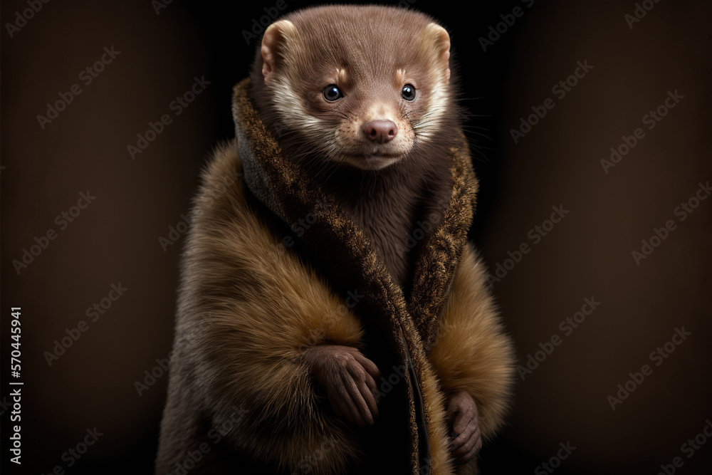 sable wearing fur coat. Concept of eco friendly and cruelty free ...