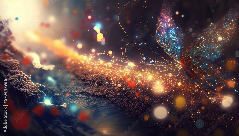 Magical fantasy abstract swirling fairy dust. Sparkling glowing surreal ...