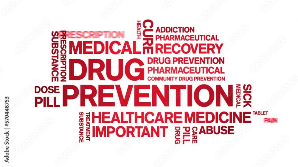 Drug Prevention animated tag word cloud;text design animation kinetic ...