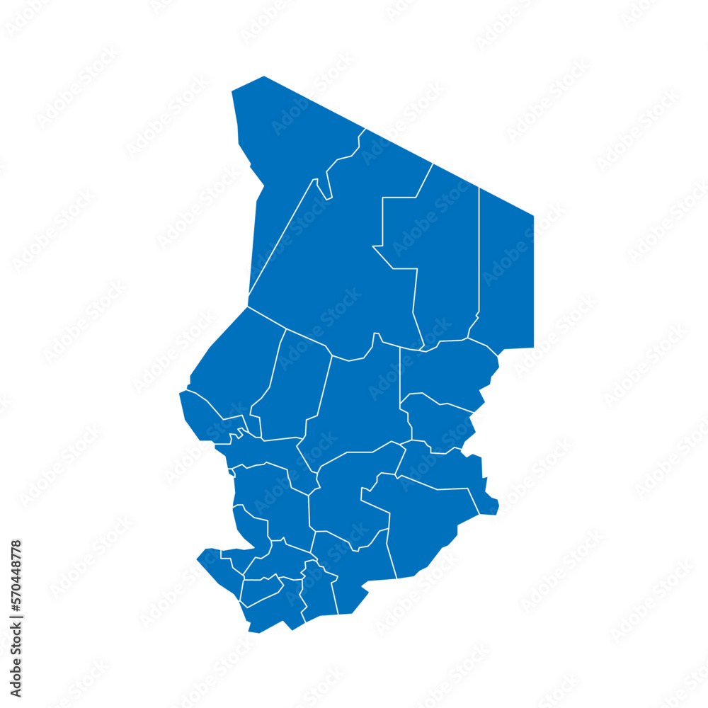Vecteur Stock Chad political map of administrative divisions - regions ...
