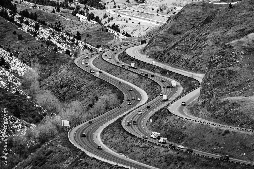 Long and Winding Road - Highways curve through the Rocky Mountains in ...
