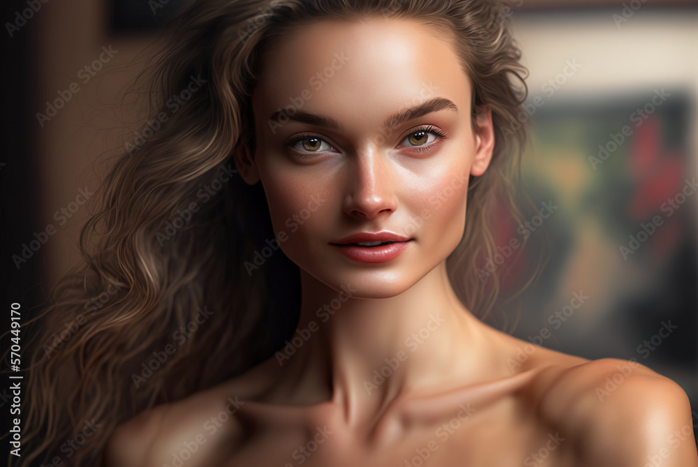 Artificial intelligence generated portrait of a very slim beautiful ...