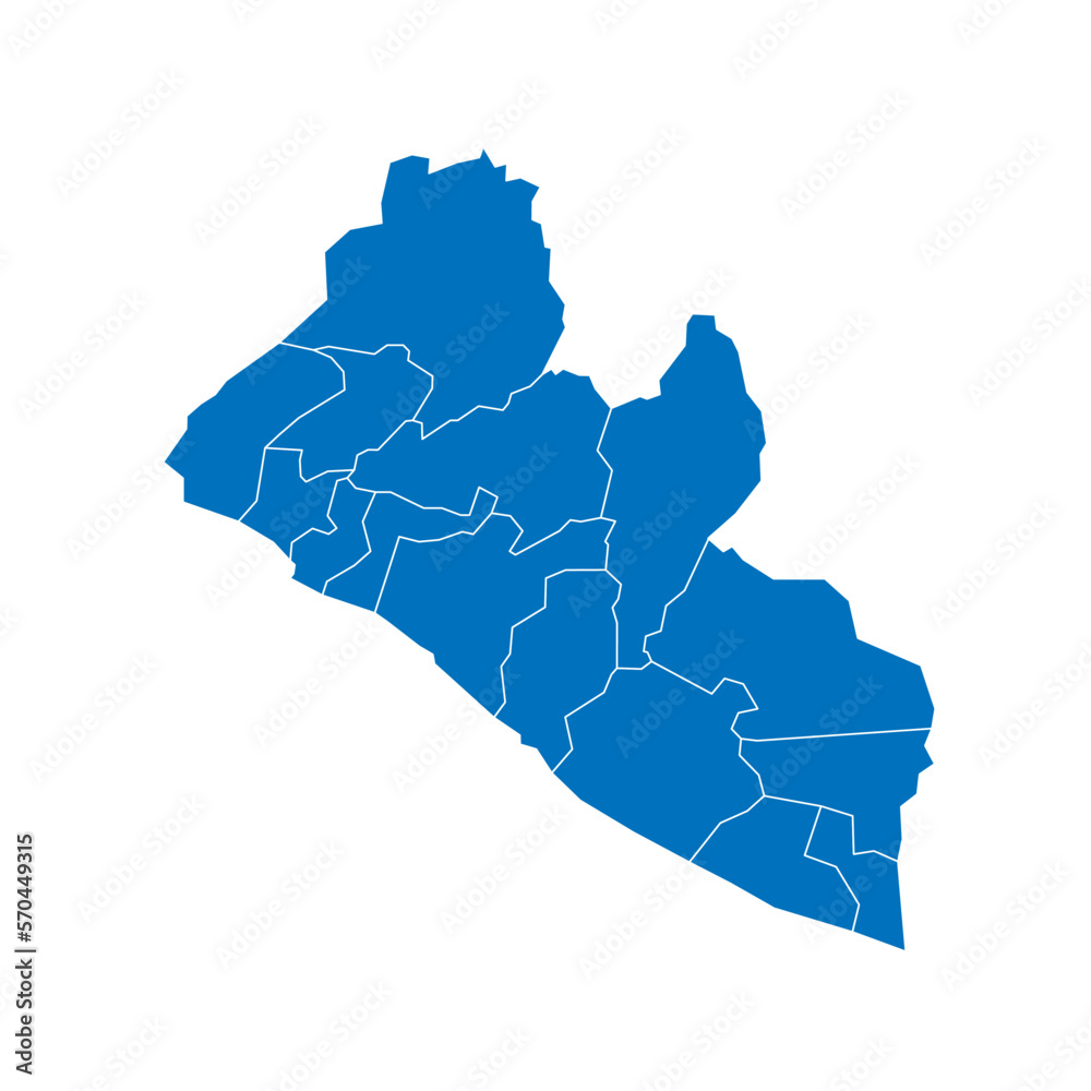 Liberia political map of administrative divisions - counties. Solid ...