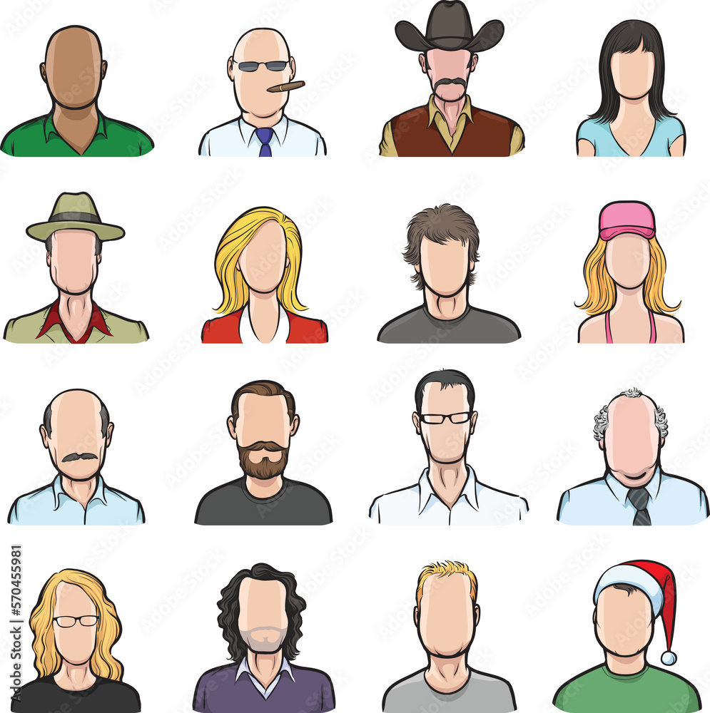 anonymous faces big collection isolated user profile avatar heads - PNG ...