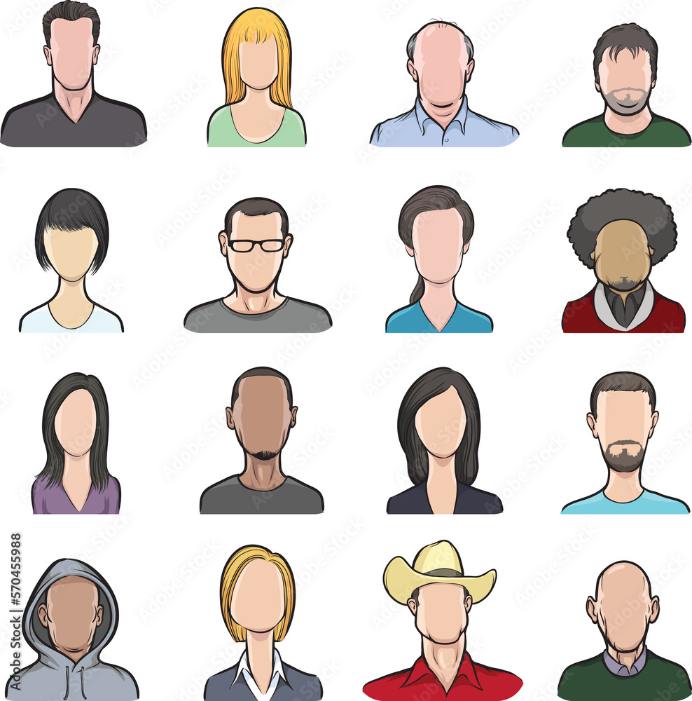 anonymous faces collection isolated user profile avatar heads - PNG ...