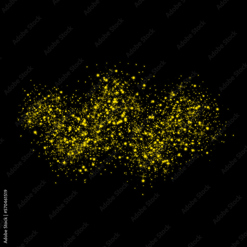 Golden sparkling falling star, stardust trail. Magic glittering dust waves, glowing star trails ...