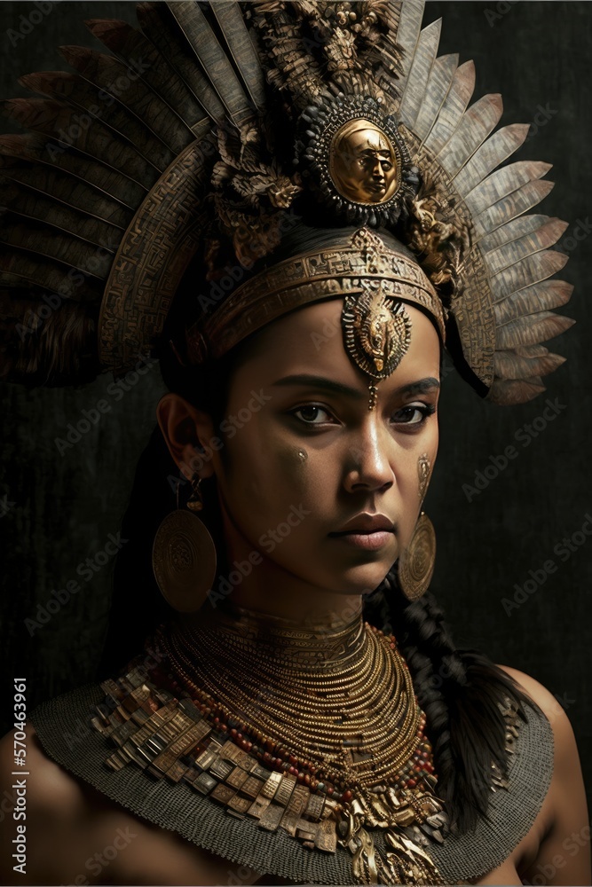 Aztec Mexica Warrior Goddess, AI Generated Image of a Beautiful Mayan ...