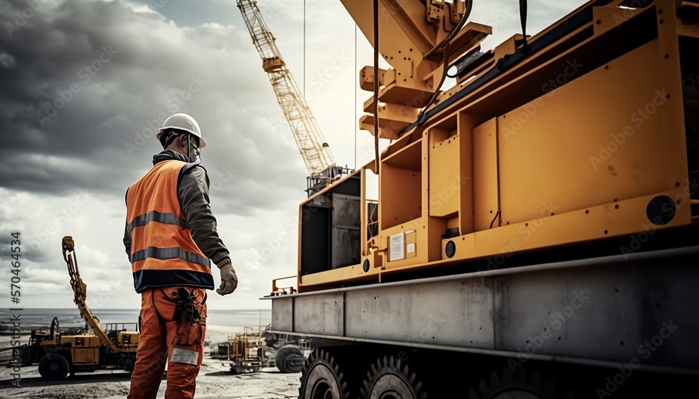 Safety officer inspection construction rig for OSHA, concept art, AI ...